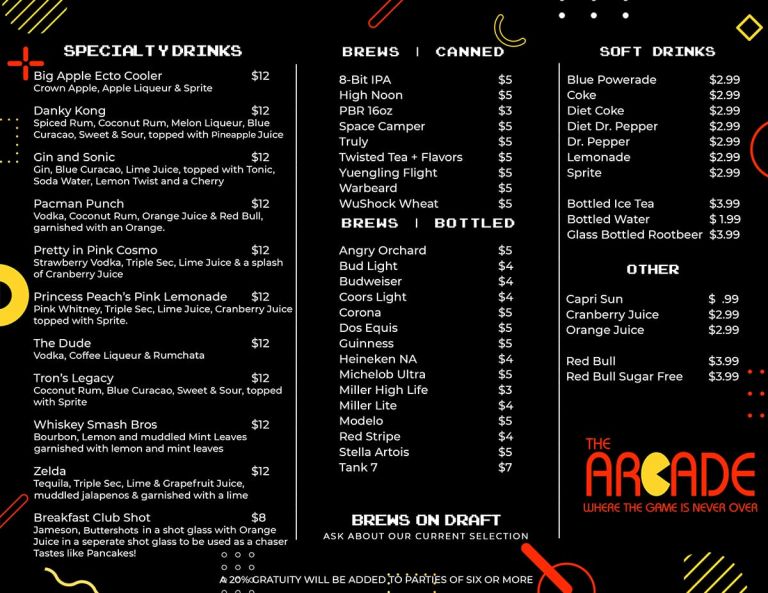 Menu - The Arcade